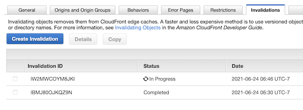 Invalidating CloudFront's Cache